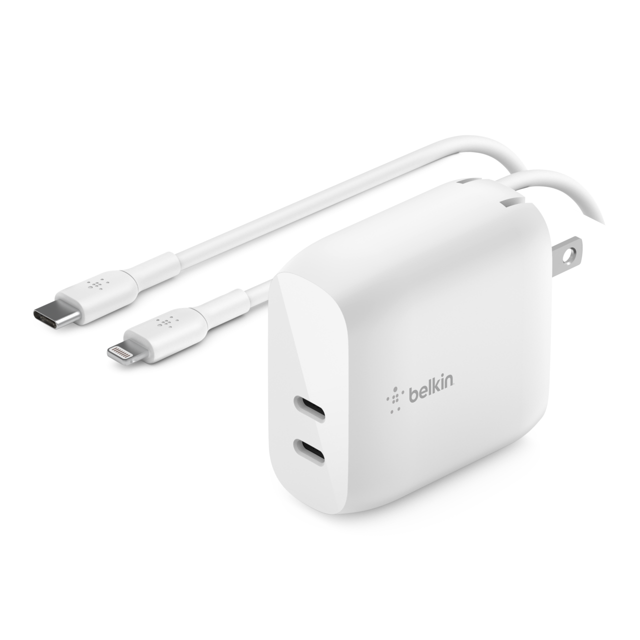 Dual USB-C PD Wall Charger 40W + USB-C to Lightning Cable | Belkin US
