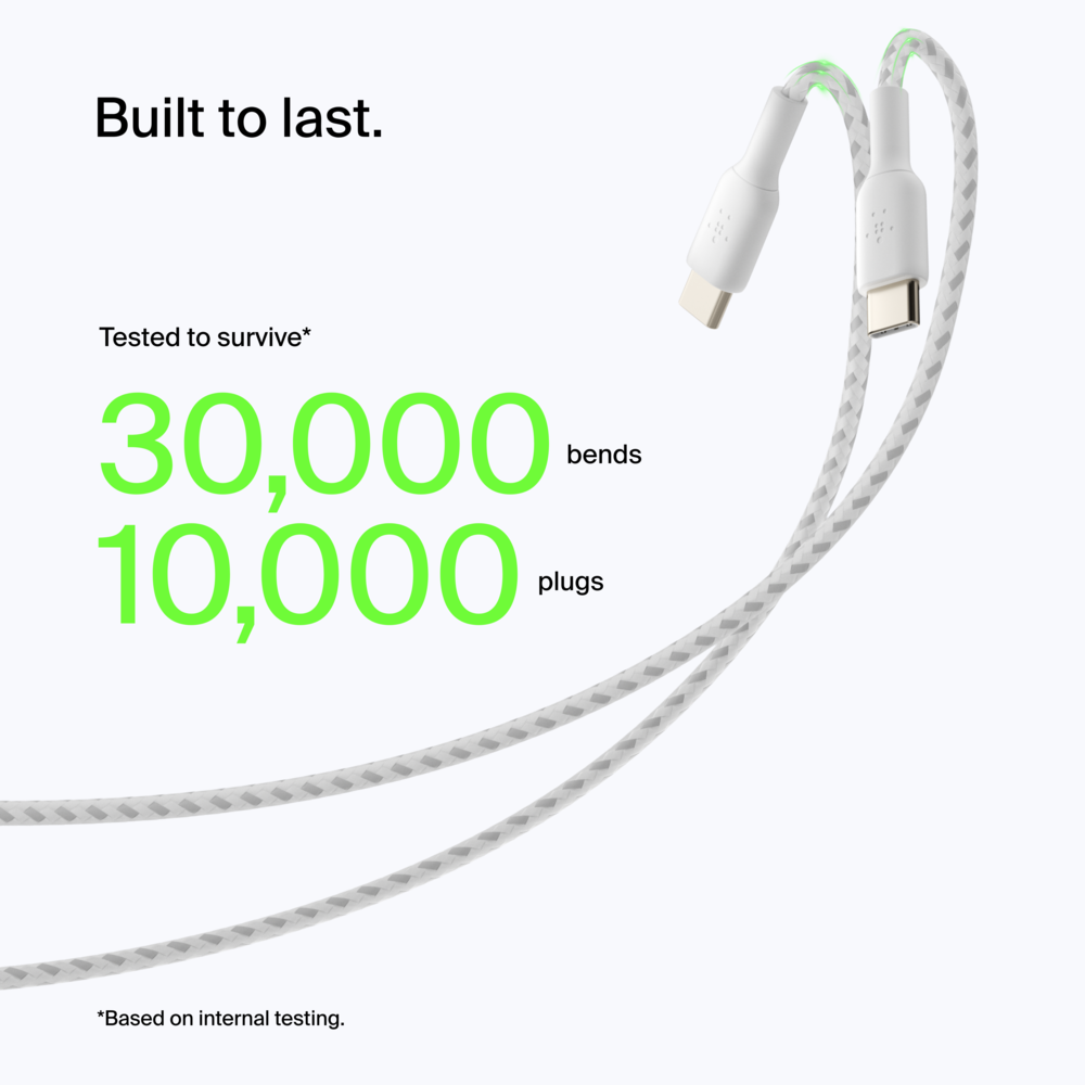 Braided USB-C to USB-A Cable (15cm / 6in, White) | Belkin | Belkin US