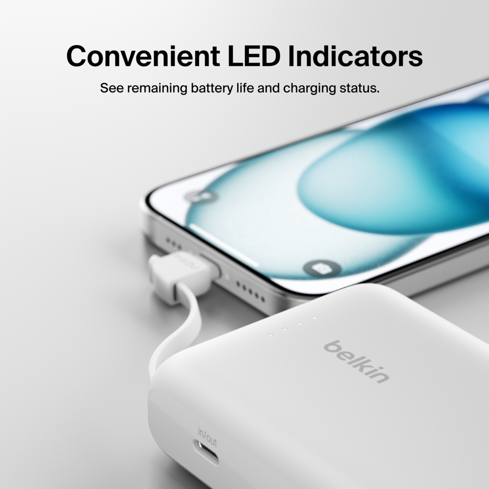 Portable Power Bank with Integrated Cable 10K | Belkin US