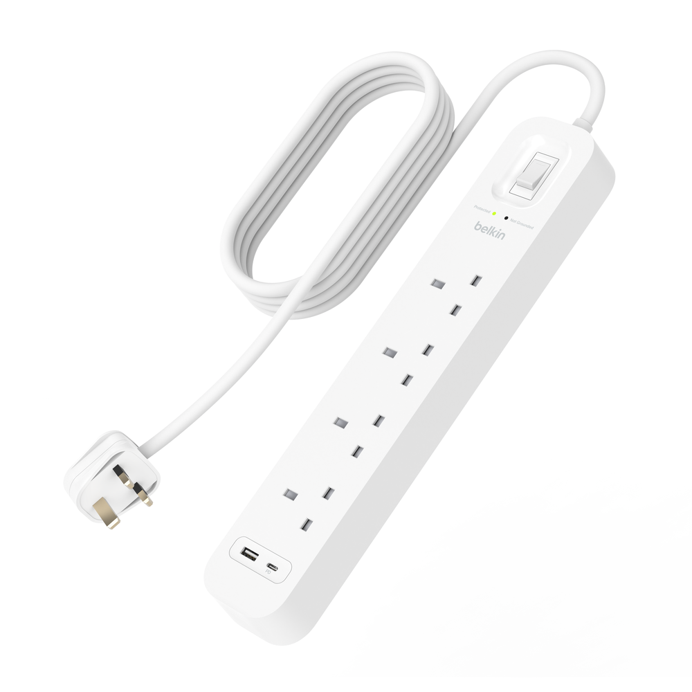Surge Protector with USB-C and USB-A Ports (4 Outlet with 1 USB-C & 1 ...