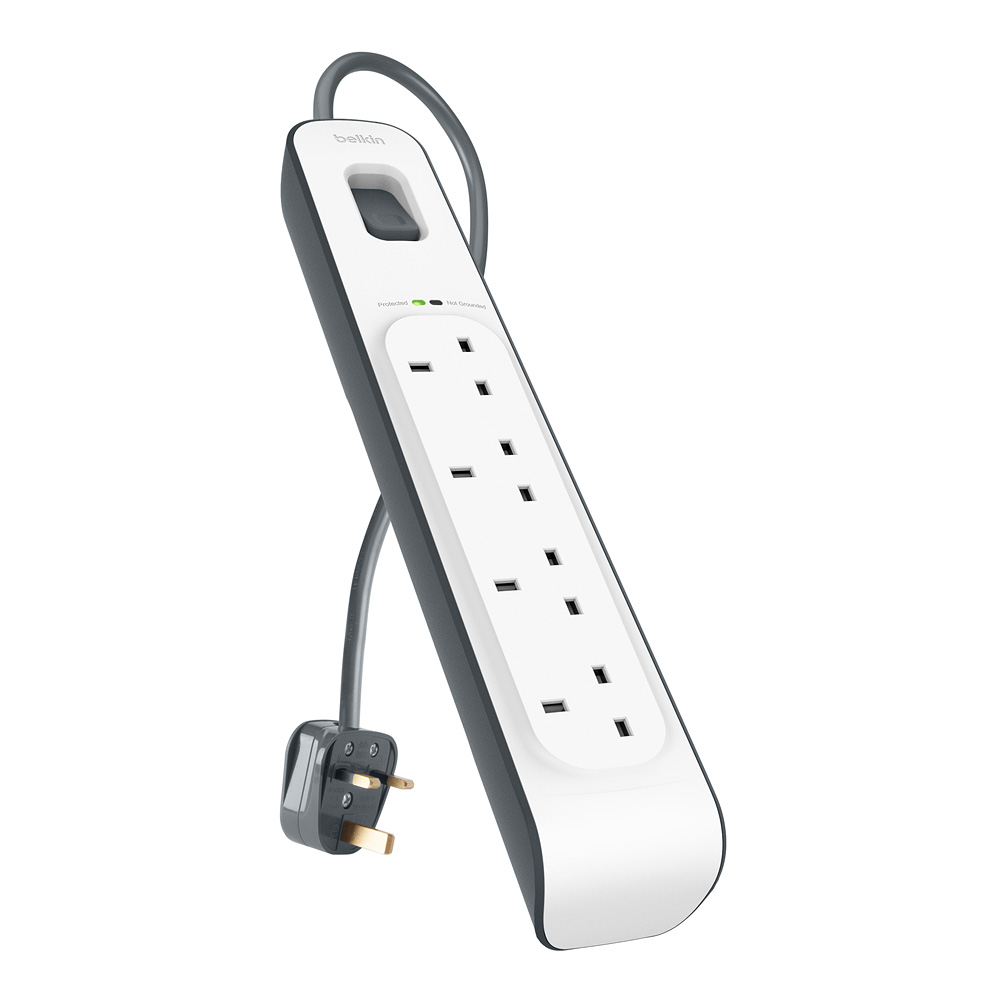 4-outlet Surge Protection Strip with 2M Power Cord | Belkin UK