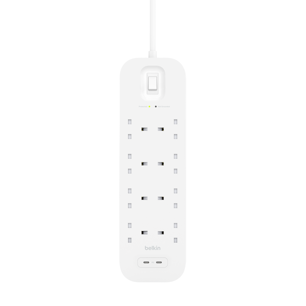 Surge Protector with 2 USB-C Ports (8 Outlet with 2 USB-C) | Belkin ...