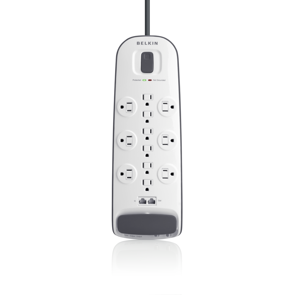 12-outlet Surge Protector, 8ft Power Cord + Ethernet | Belkin US